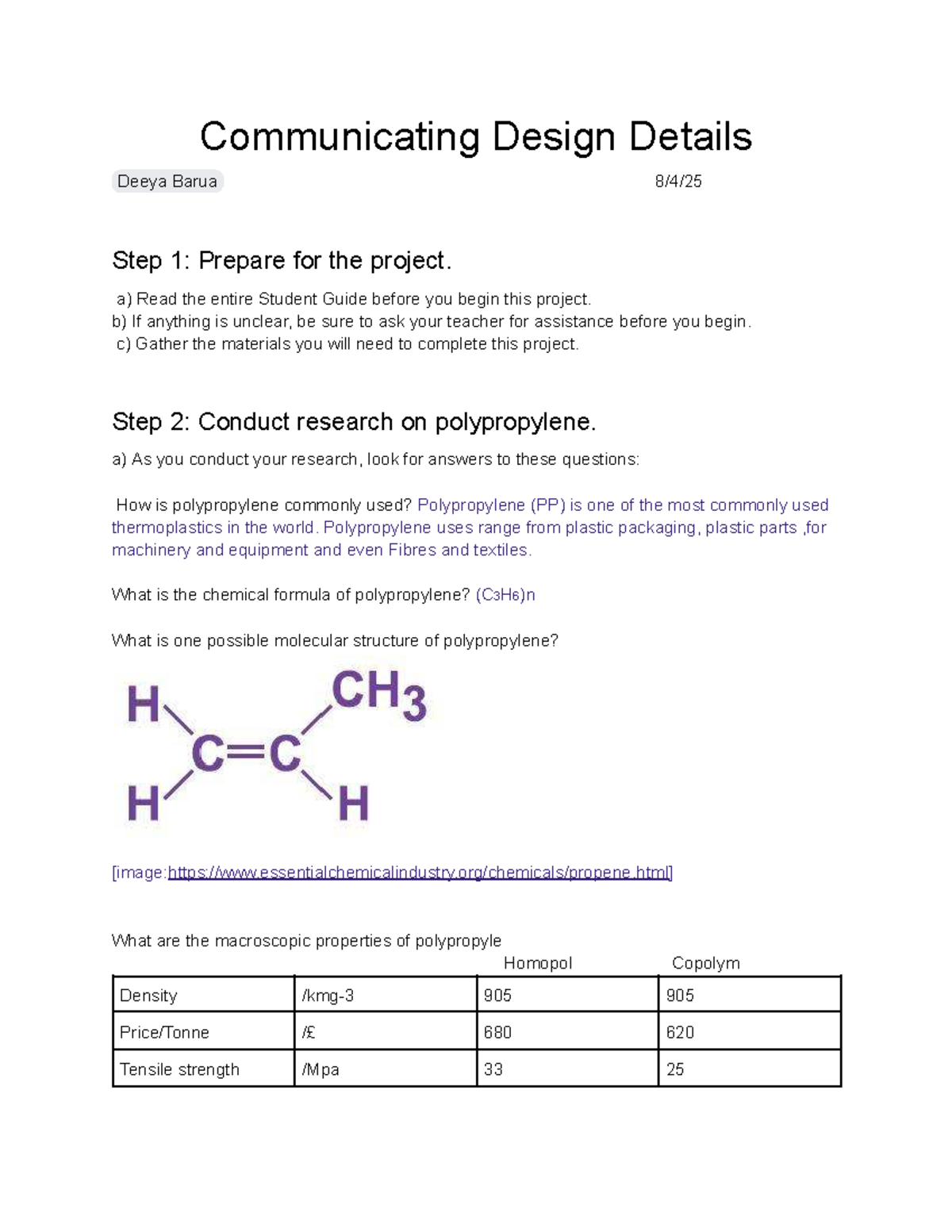 Polypropylene Research Project Guide (PP) - Studocu