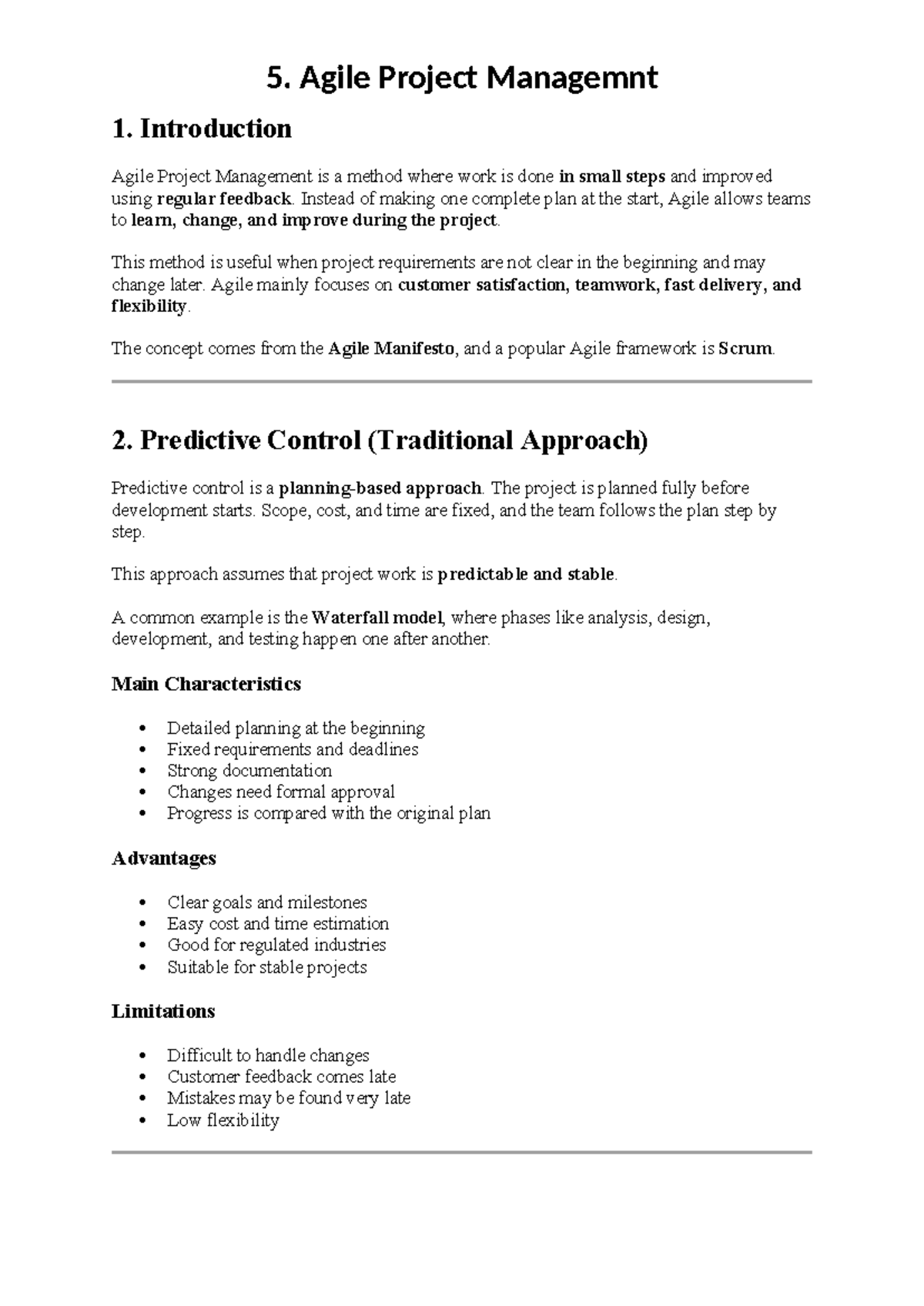 SPM CH 5 - Agile Project Management Overview and Key Concepts - Studocu
