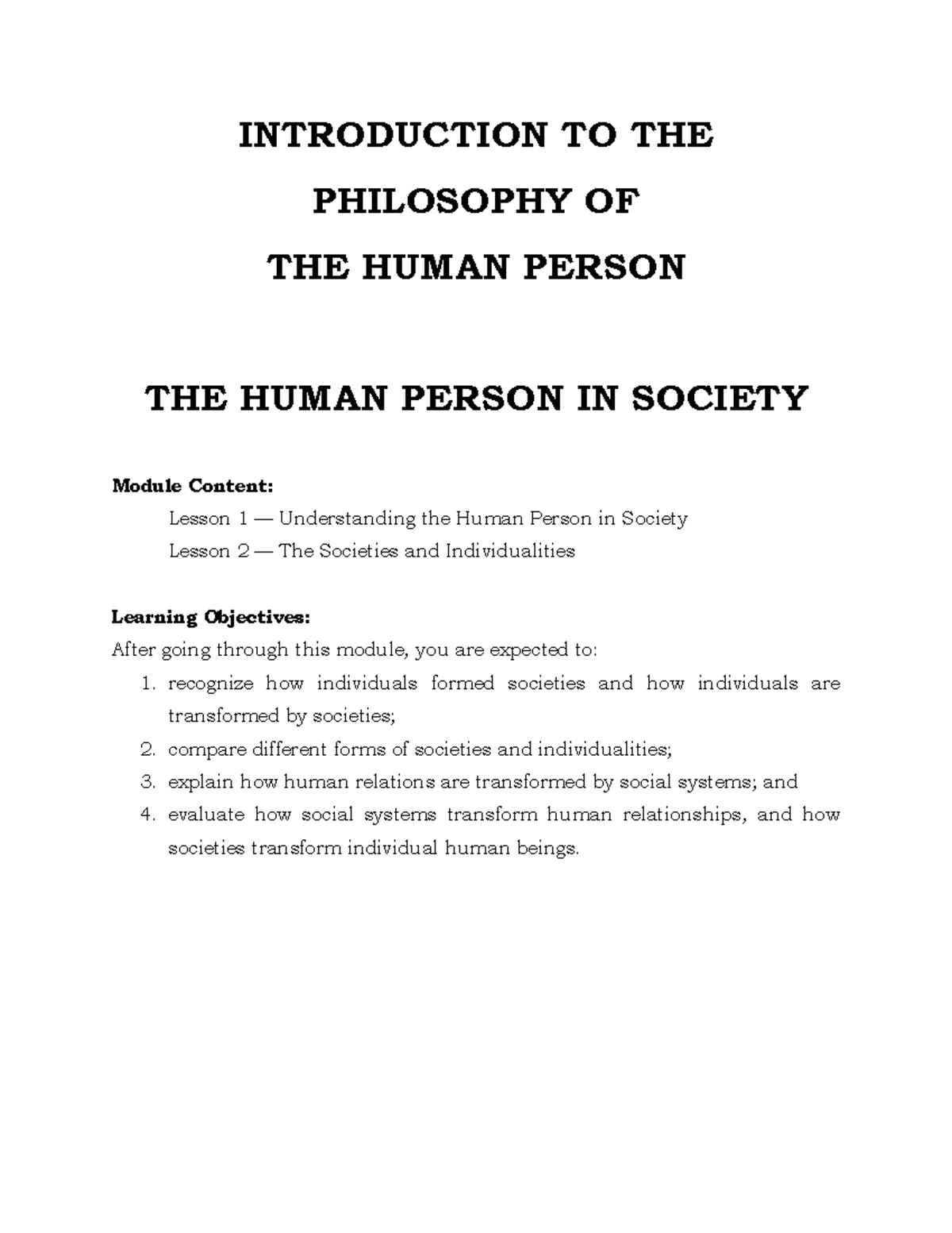 Q2 L7 Understanding Human Person in Society: Impact & Transformations ...