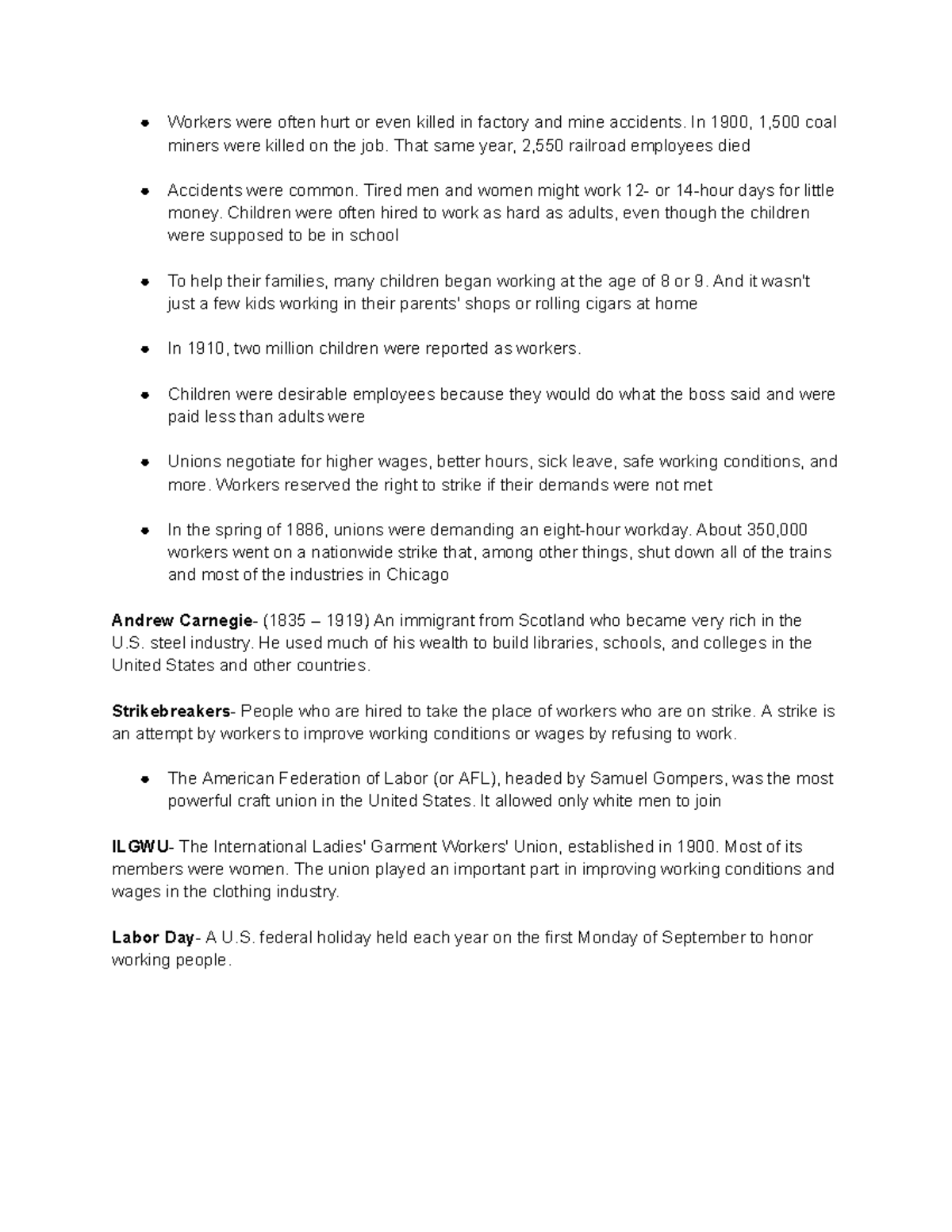 Labor History Overview: Working Conditions and Unionization (4.2.3 ...