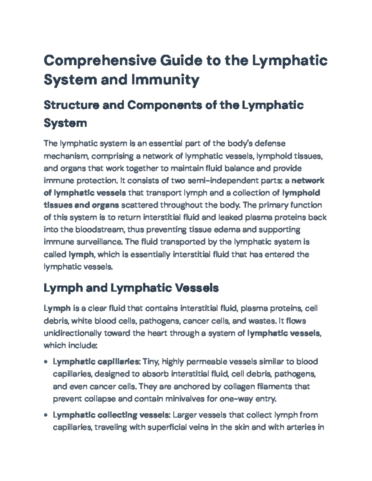 Comprehensive Guide to the Lymphatic System & Immunity (BIO 101) - Studocu