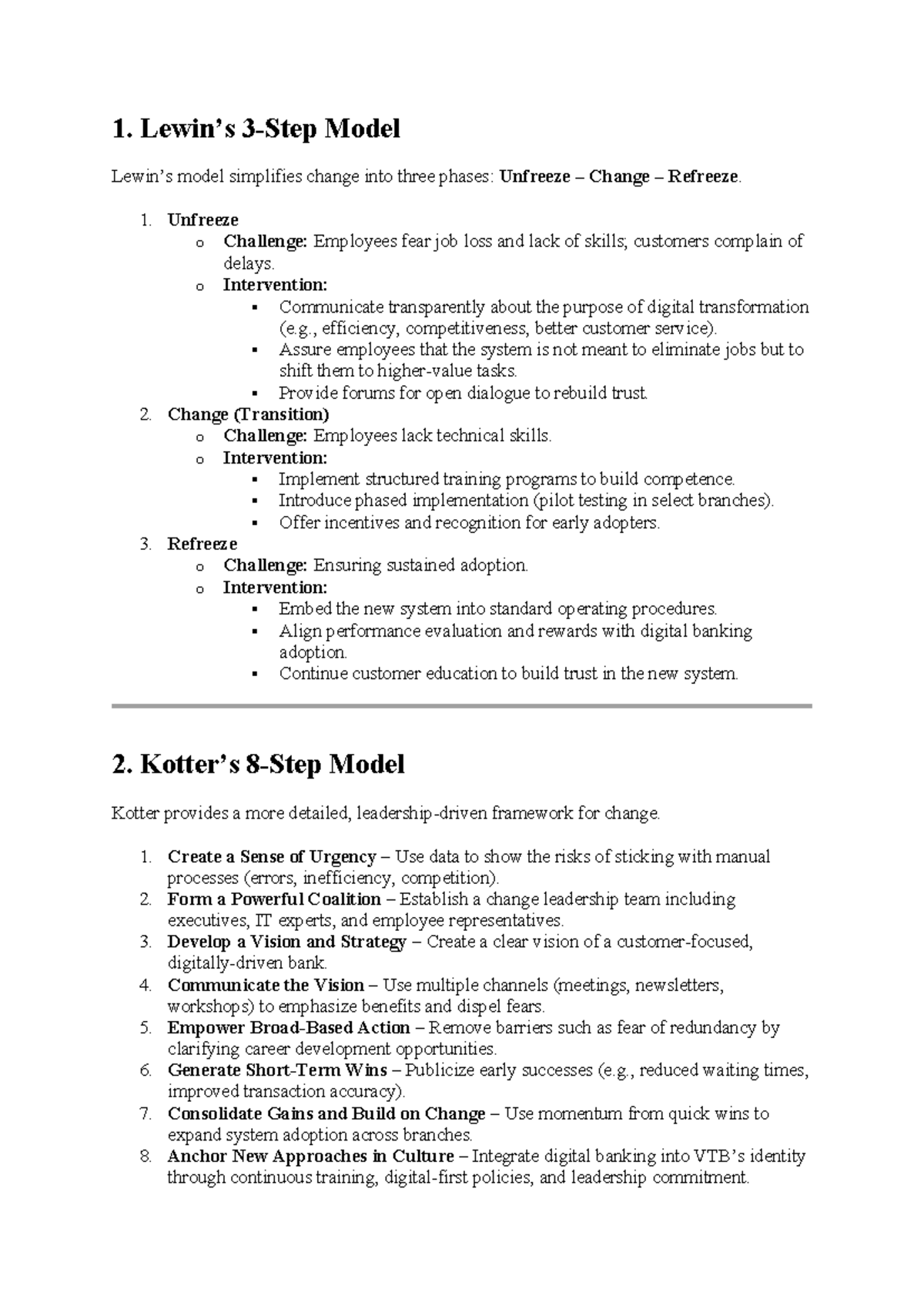 Change Management Strategies: Unfreeze, Change, Refreeze (Course Notes ...