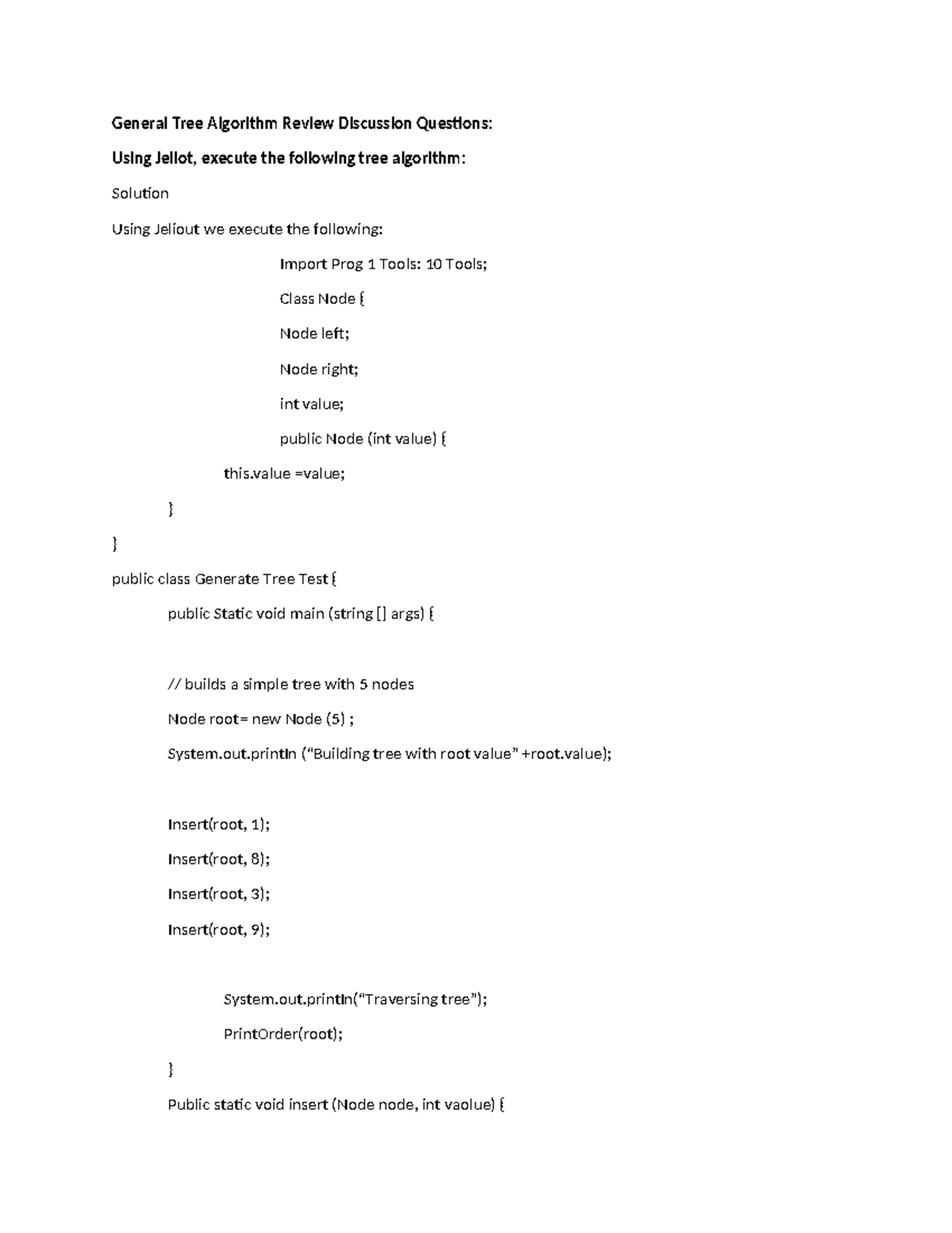 CS3303 Unit 5 General Tree Algorithm Review Discussion - Studocu