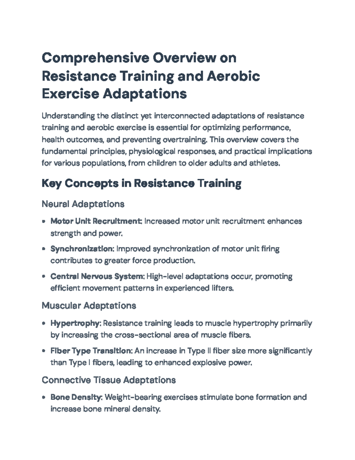 Comprehensive Overview on Resistance Training & Aerobic Exercise ...