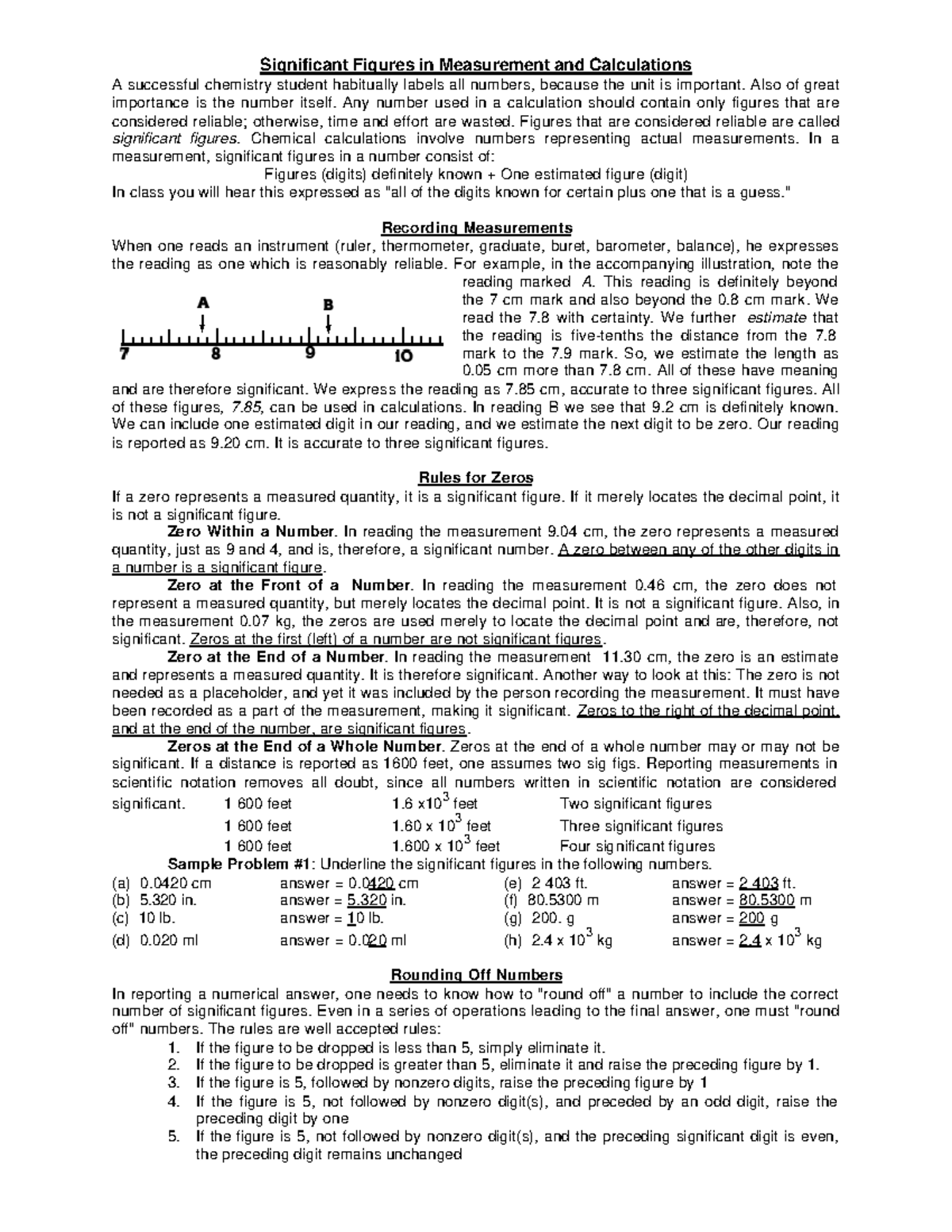 Significant Figures in measurements and calculations (2) - Significant ...