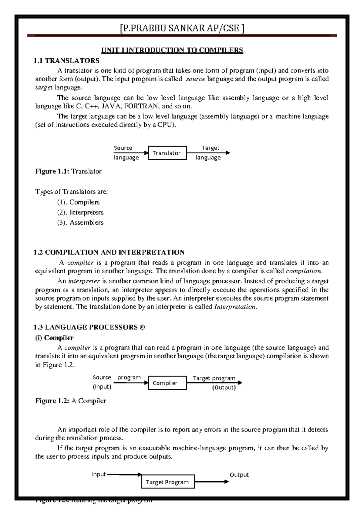 CD 101 & 102: Introduction to Compilers and Lexical Analysis - Studocu