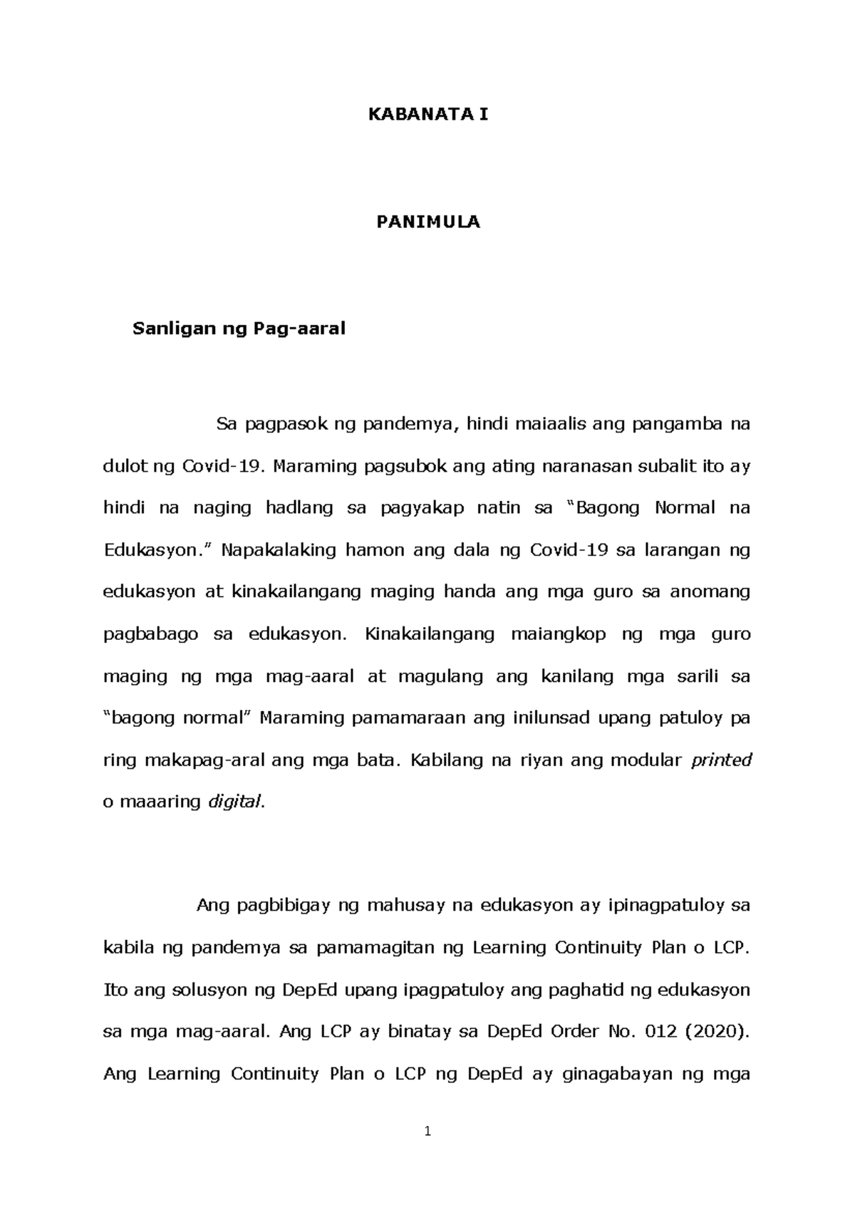 Epekto ng Modular Distance Learning sa Komprehensyon ng mga Mag-aaral ...