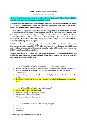 ATI TEAS V7 Nurse Cheung Reading Study Guide - VERSION 7 ATI TEAS ...