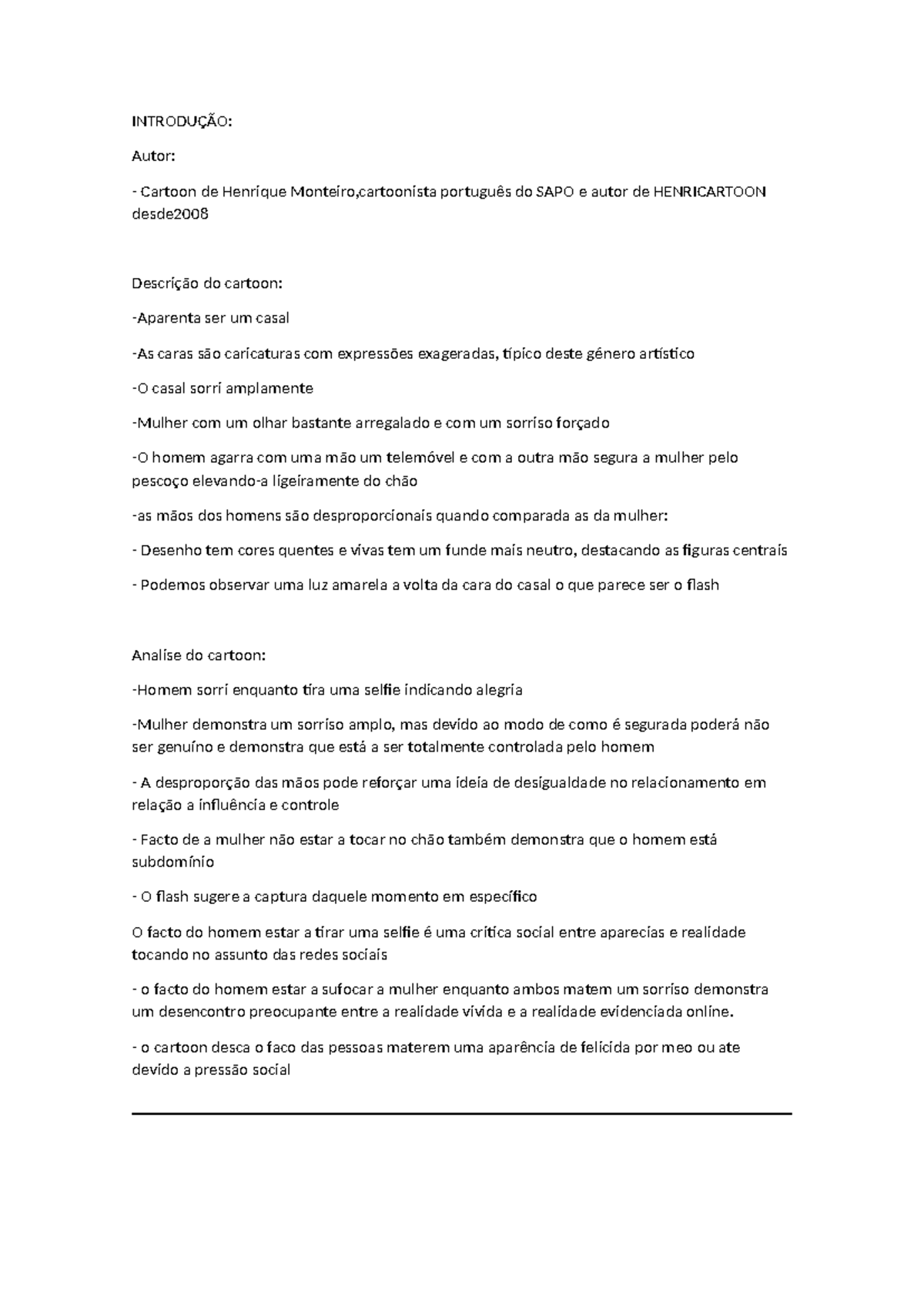 Análise do Cartoon de Henrique Monteiro: Relações e Redes Sociais - Studocu