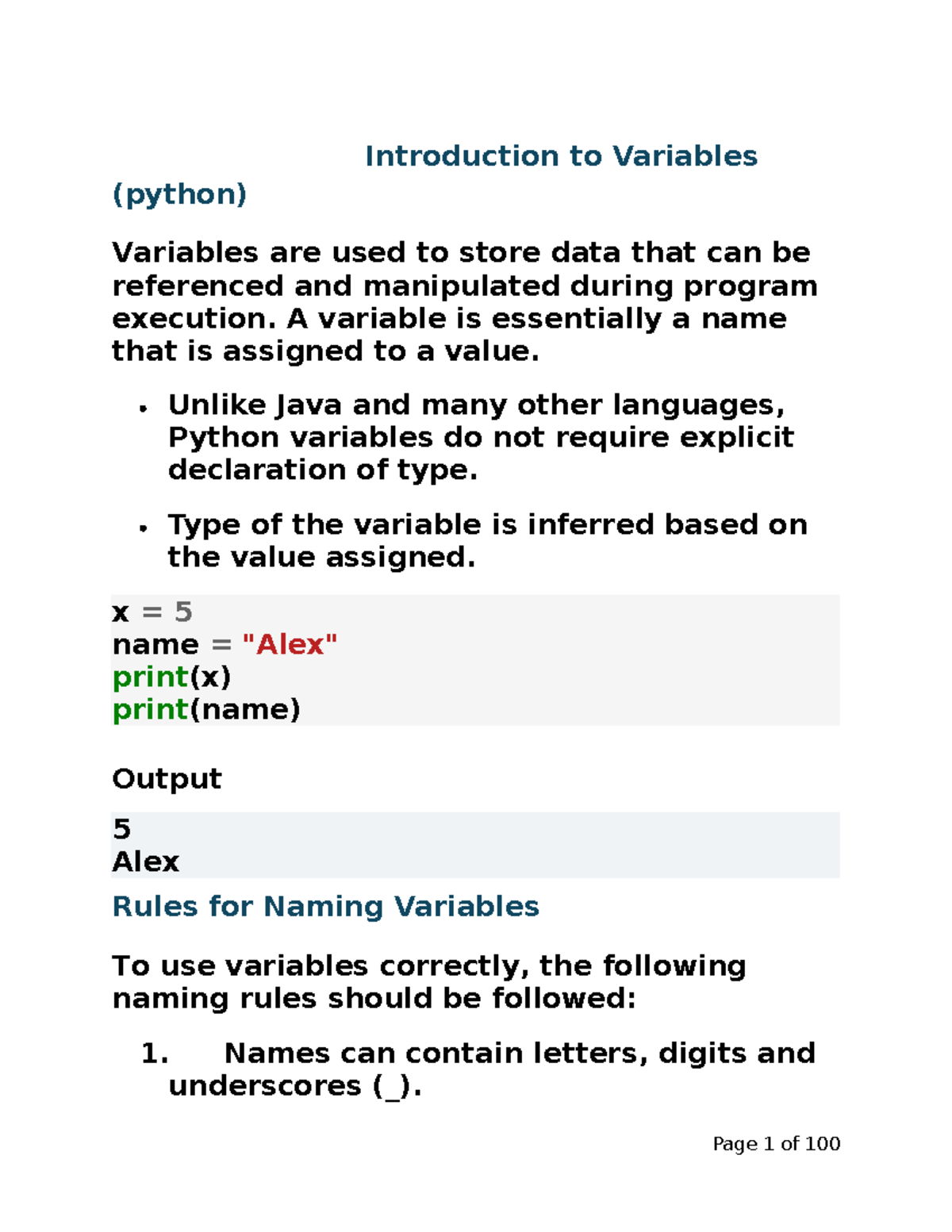 Python Variables and Loops: A Comprehensive Guide (CS101) - Studocu