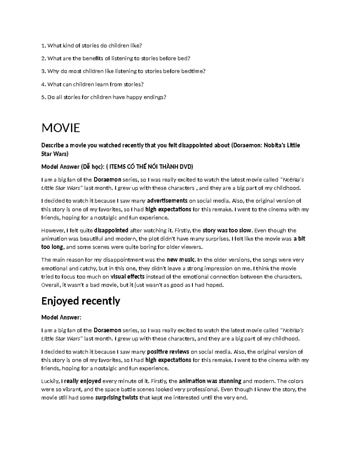 Forecast Speaking Q1 Sample Exam Notes - Studocu