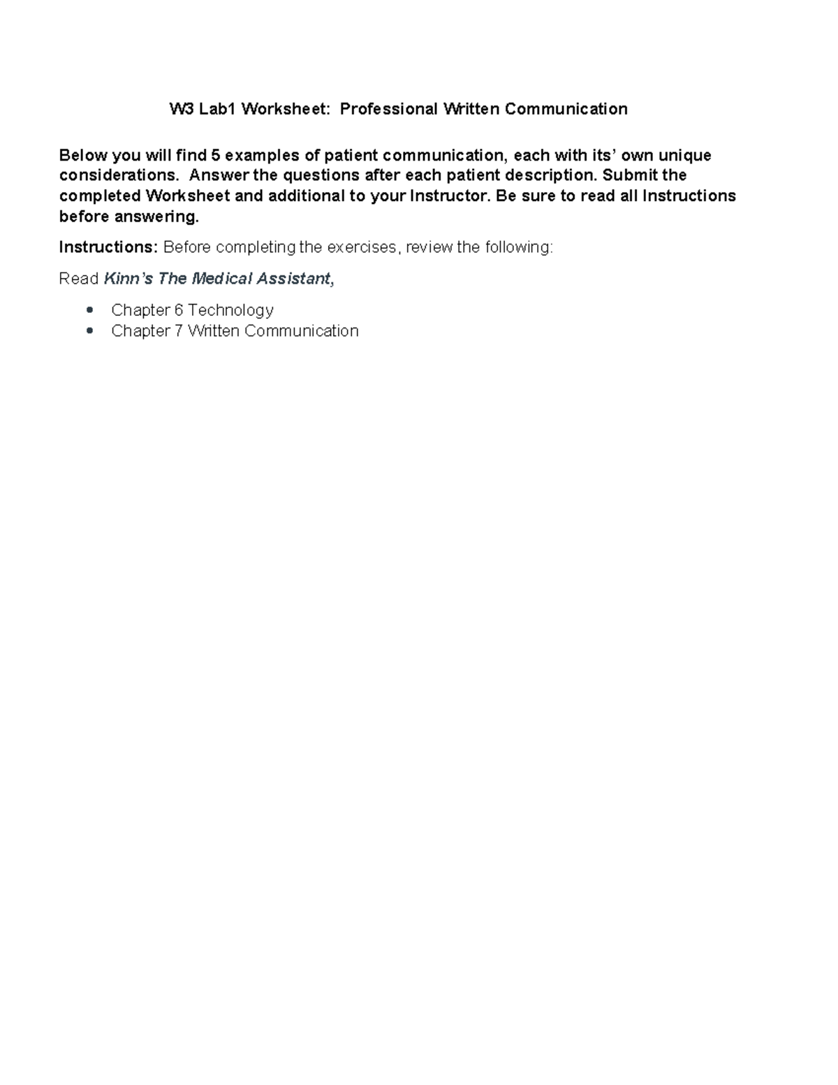 MOA110 W3 Lab - Week 1 Business Letter and Memo Exercises - W3 Lab1 ...