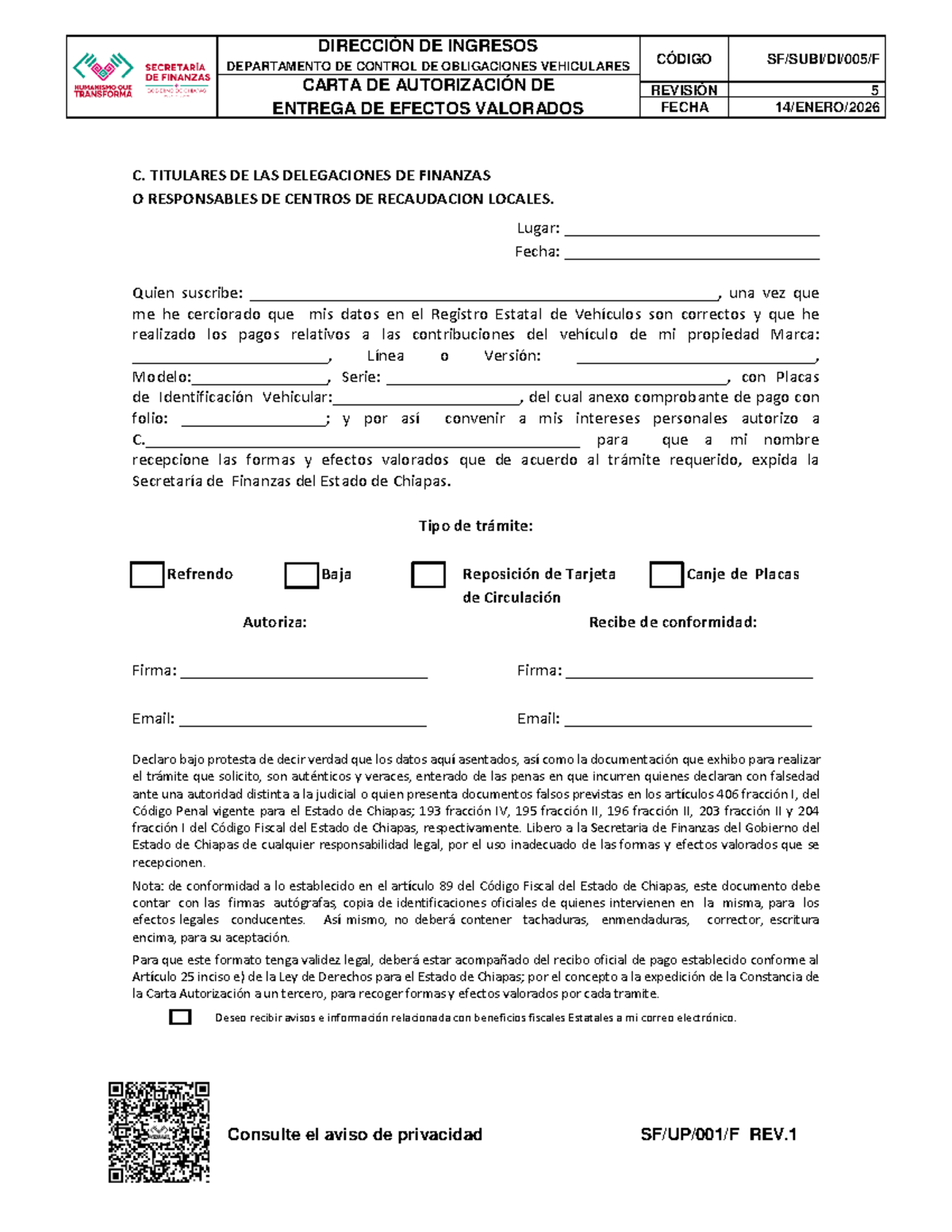 Carta De Autorización De Entrega De Efectos Valorados Sfsubidi 005 F