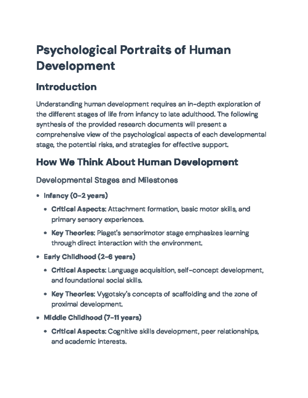 Comprehensive Insights into Human Development: A Psychological ...