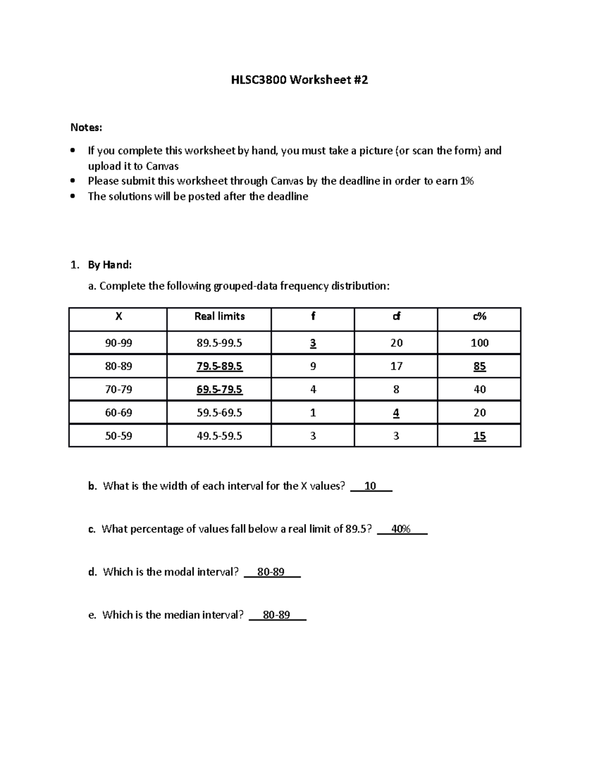 Worksheet 2 - Week 2 Frequencies - HLSC3800 Worksheet Notes: If you ...