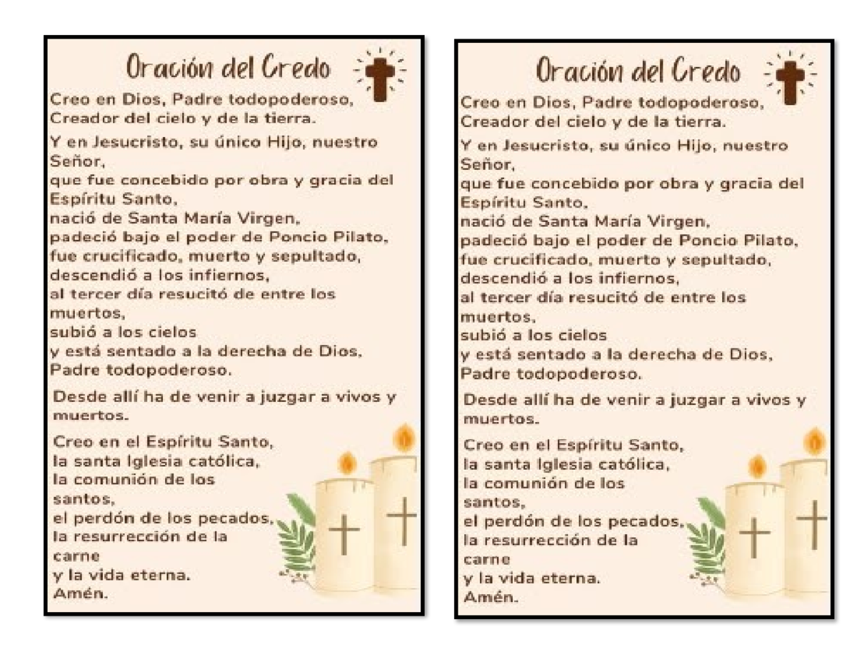 Oración del Credo Apostólico: Texto y Reflexiones - Studocu
