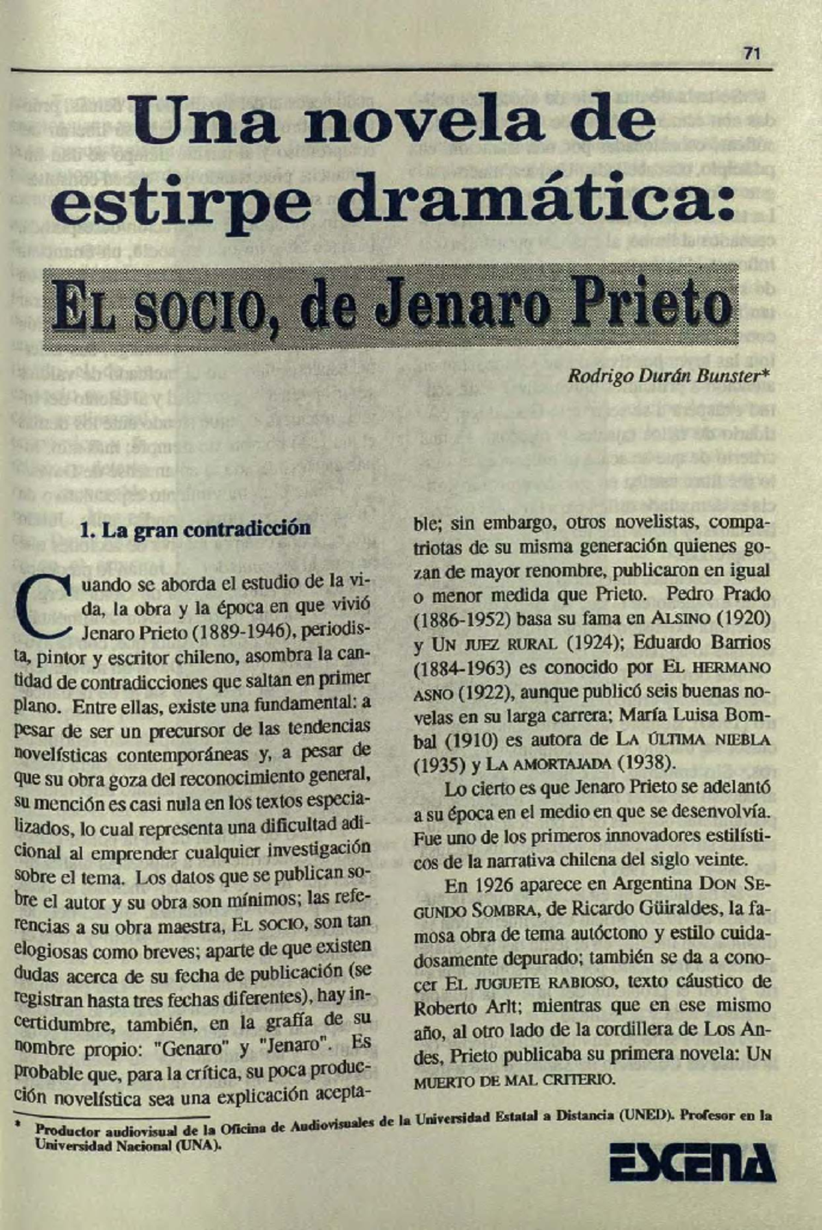 71 Análisis de "El Socio" de Jenaro Prieto: Una Novela Dramática - Studocu