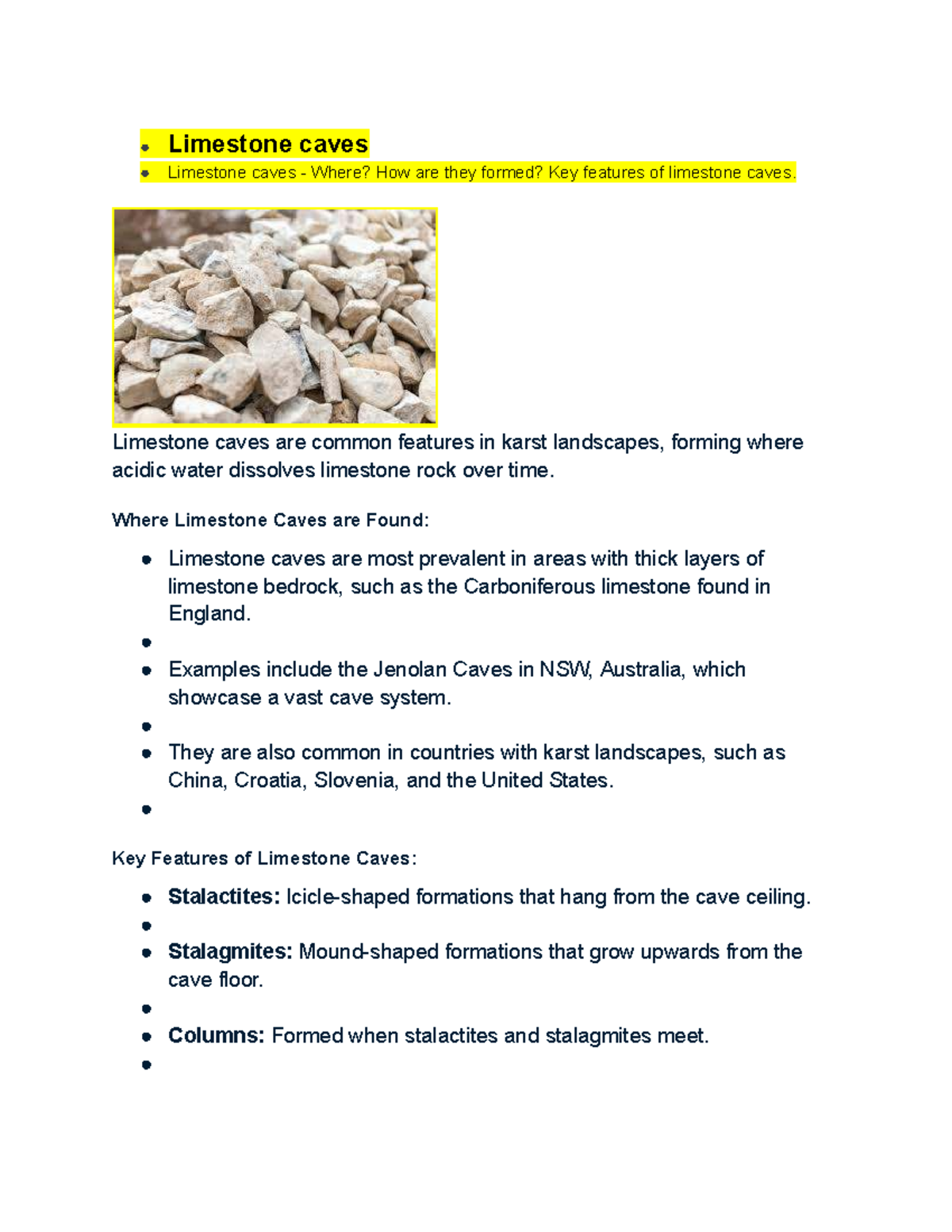 Research on Limestone Caves and Acid Rain Effects - Studocu