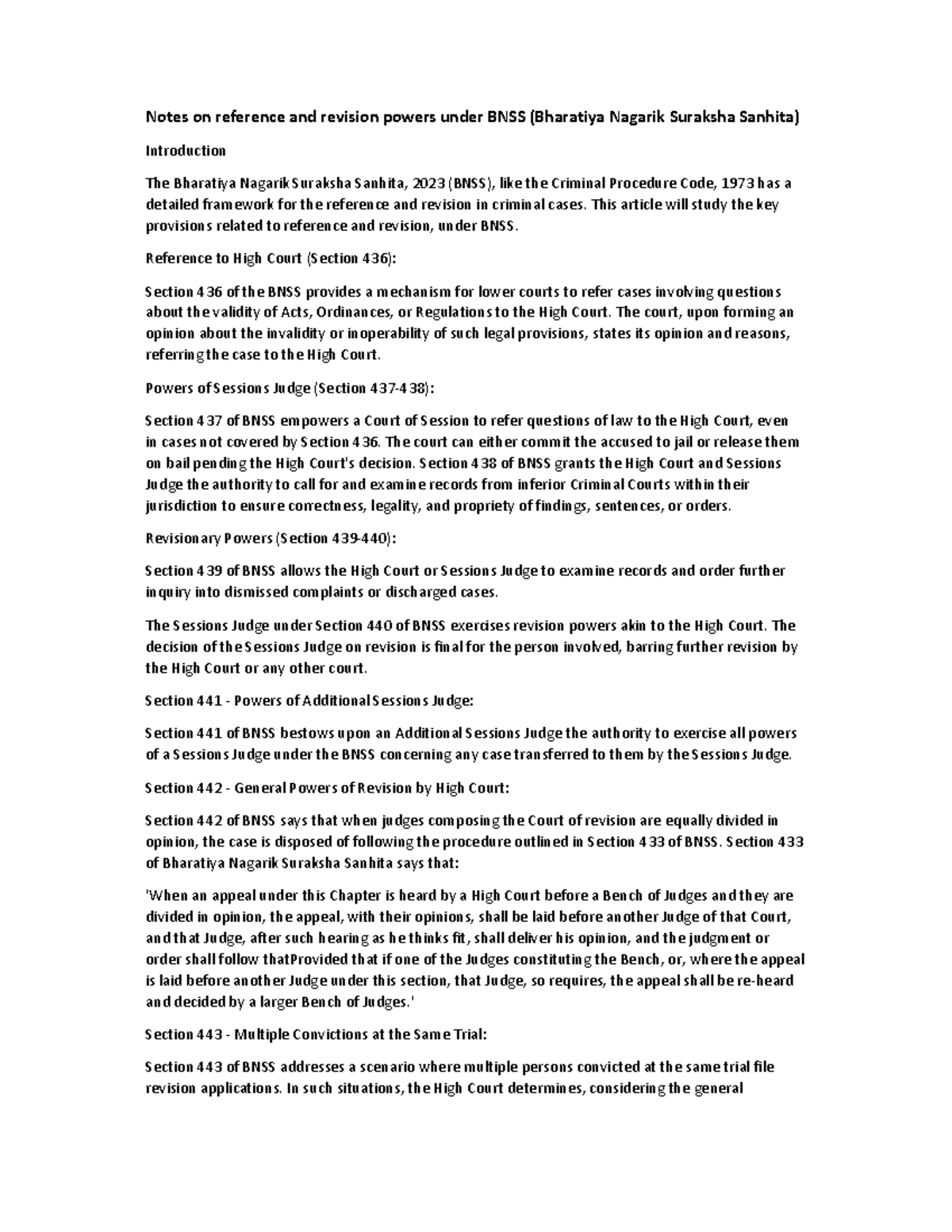 BNSS Lecture Notes on Reference and Revision Powers in Criminal Law ...