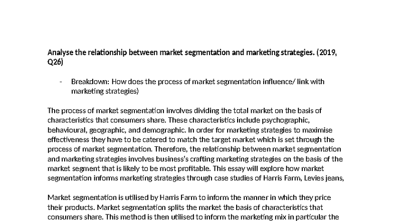 Market Segmentation & Marketing Strategies: A Case Study of Harris Farm ...