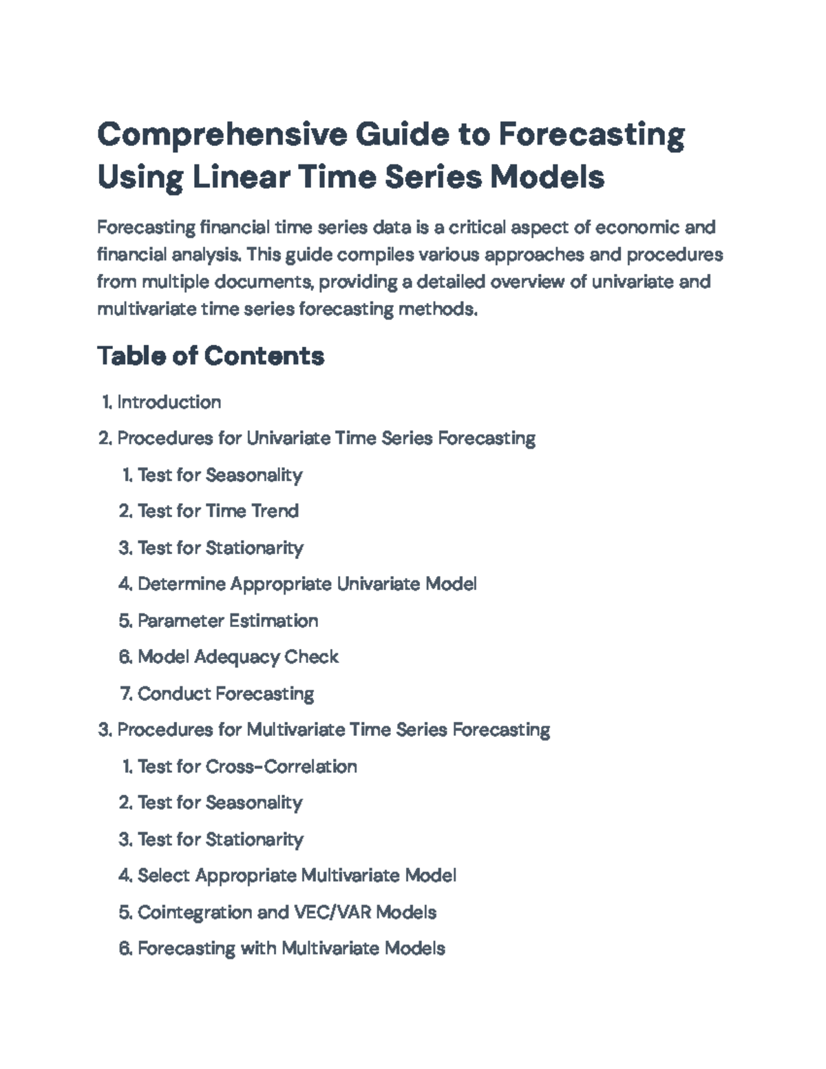 Comprehensive Techniques for Financial Time Series Forecasting - Studocu