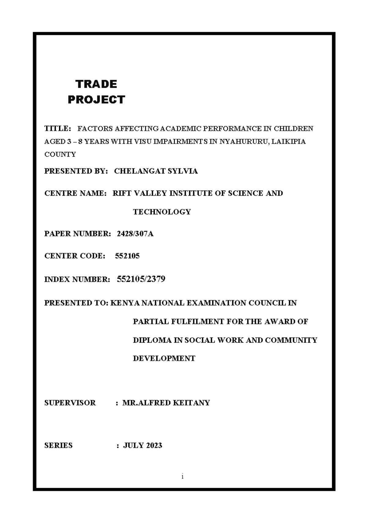 Factors Influencing Academic Performance in Visually Impaired Children ...