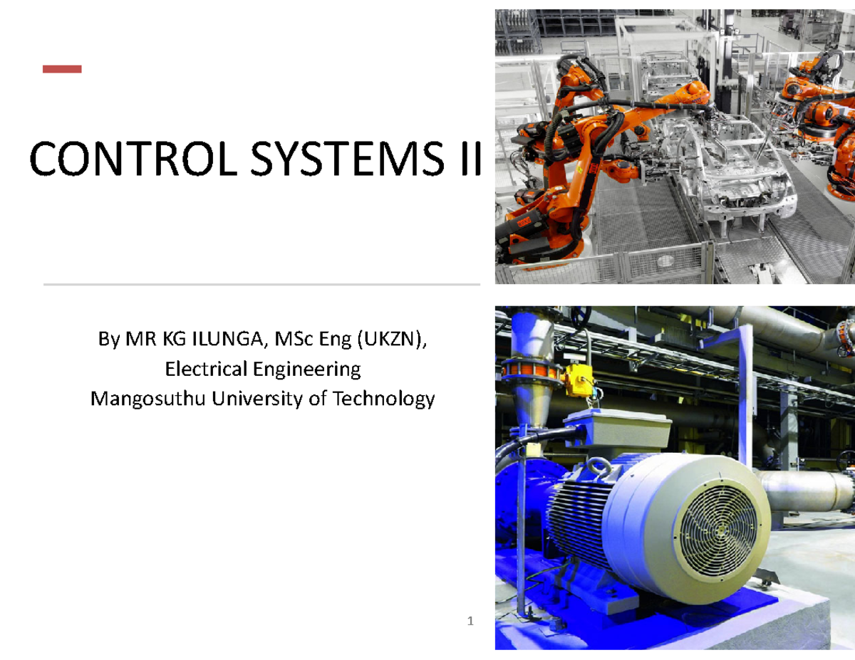 CONTROL SYSTEMS II: Mathematical Modelling in Frequency Domain - Studocu