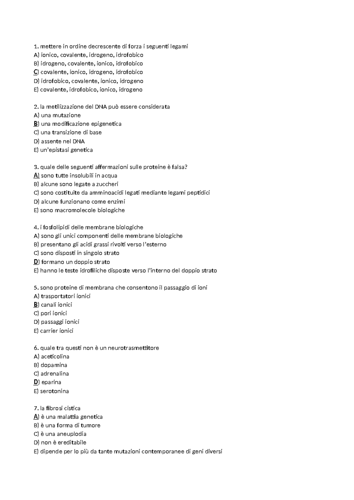 Domande BIO 2: Esercizi di Preparazione per l'Esame Finale - Studocu