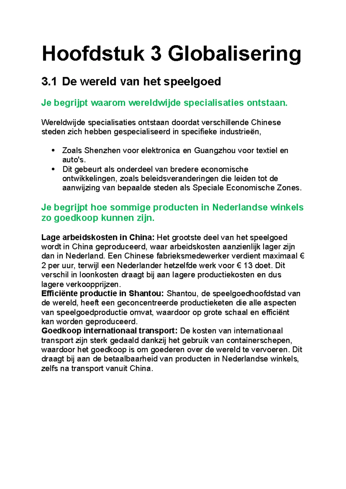 Aardrijkskunde Samenvatting Hoofdstuk 1: Ongelijkheid en Sectoren - Studeersnel