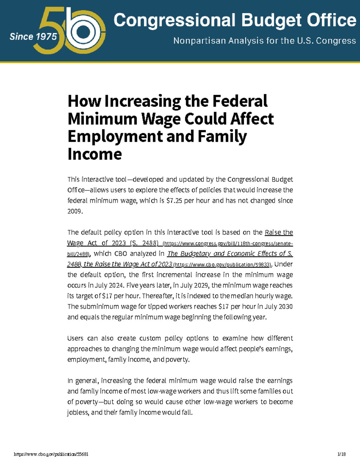 Analysis of the Federal Minimum Wage: Impact on Employment and Income ...
