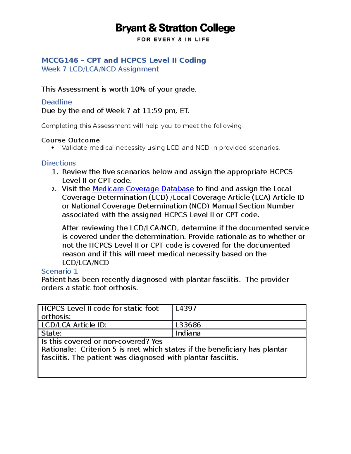 MCCG146 - Week 7 LCD and NCD Assignment Overview - Ciara Santos - Studocu