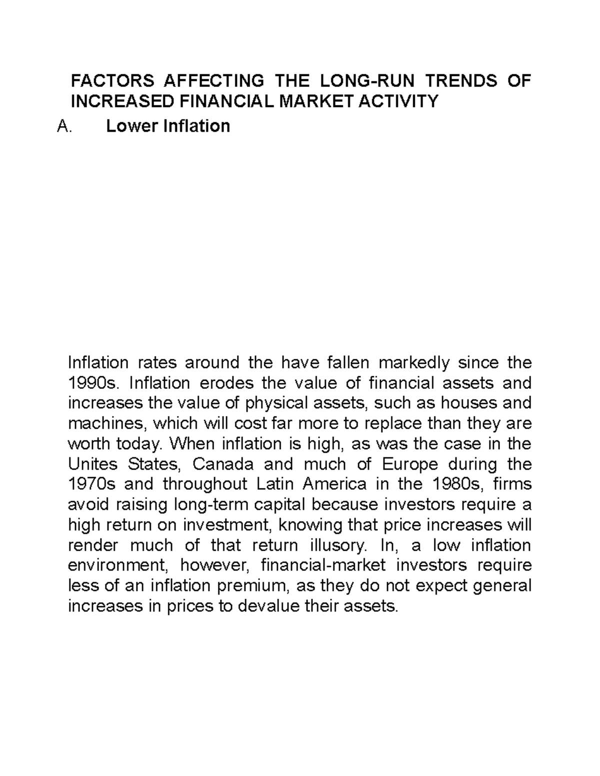 Factors Influencing Long-Run Financial Market Activity Trends - Studocu
