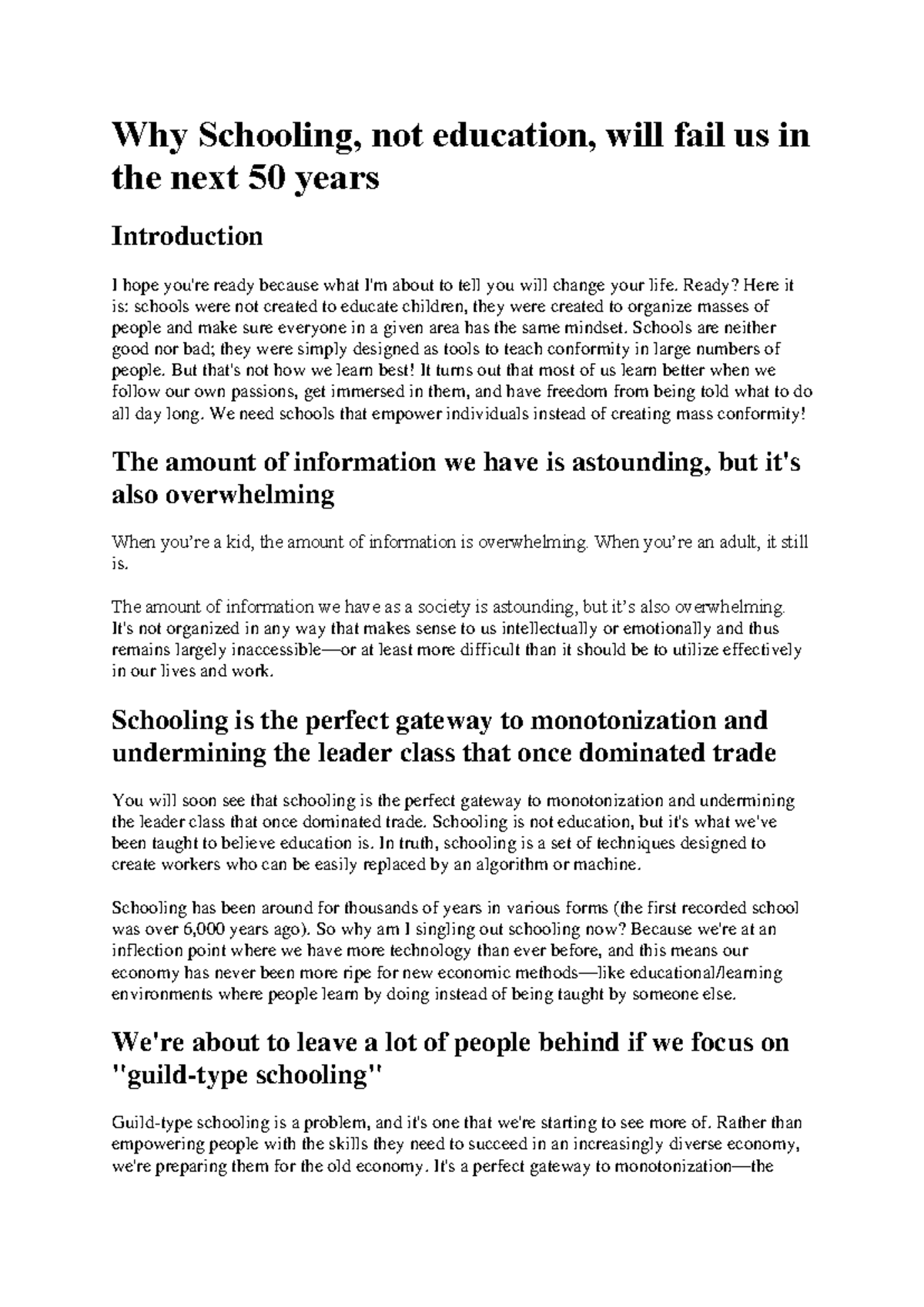 Why Schooling, not education, will fail us in the next 50 years - Why ...