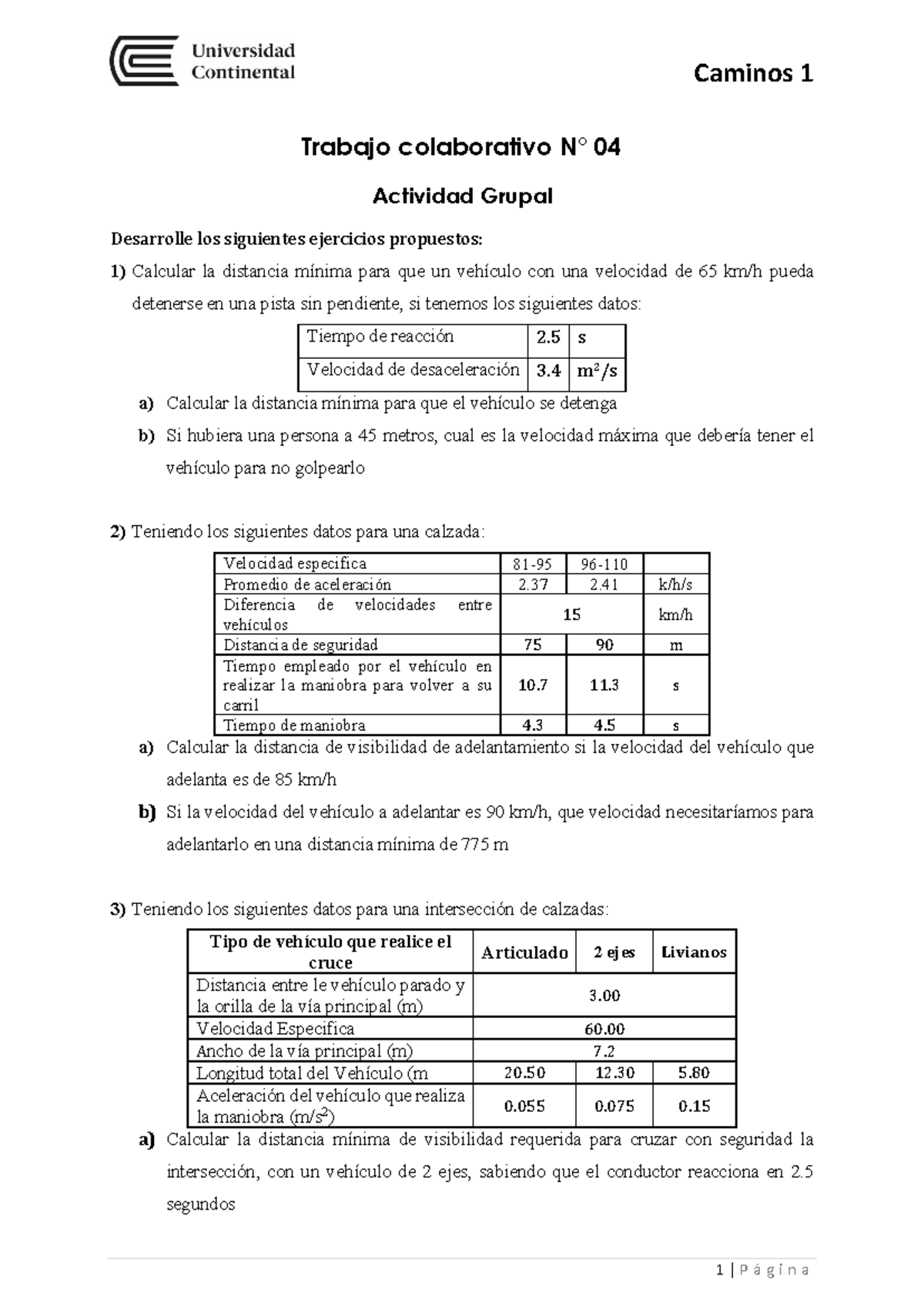Caminos 1 Actividad Unidad 3 - Ejercicios de Distancias y Maniobras ...
