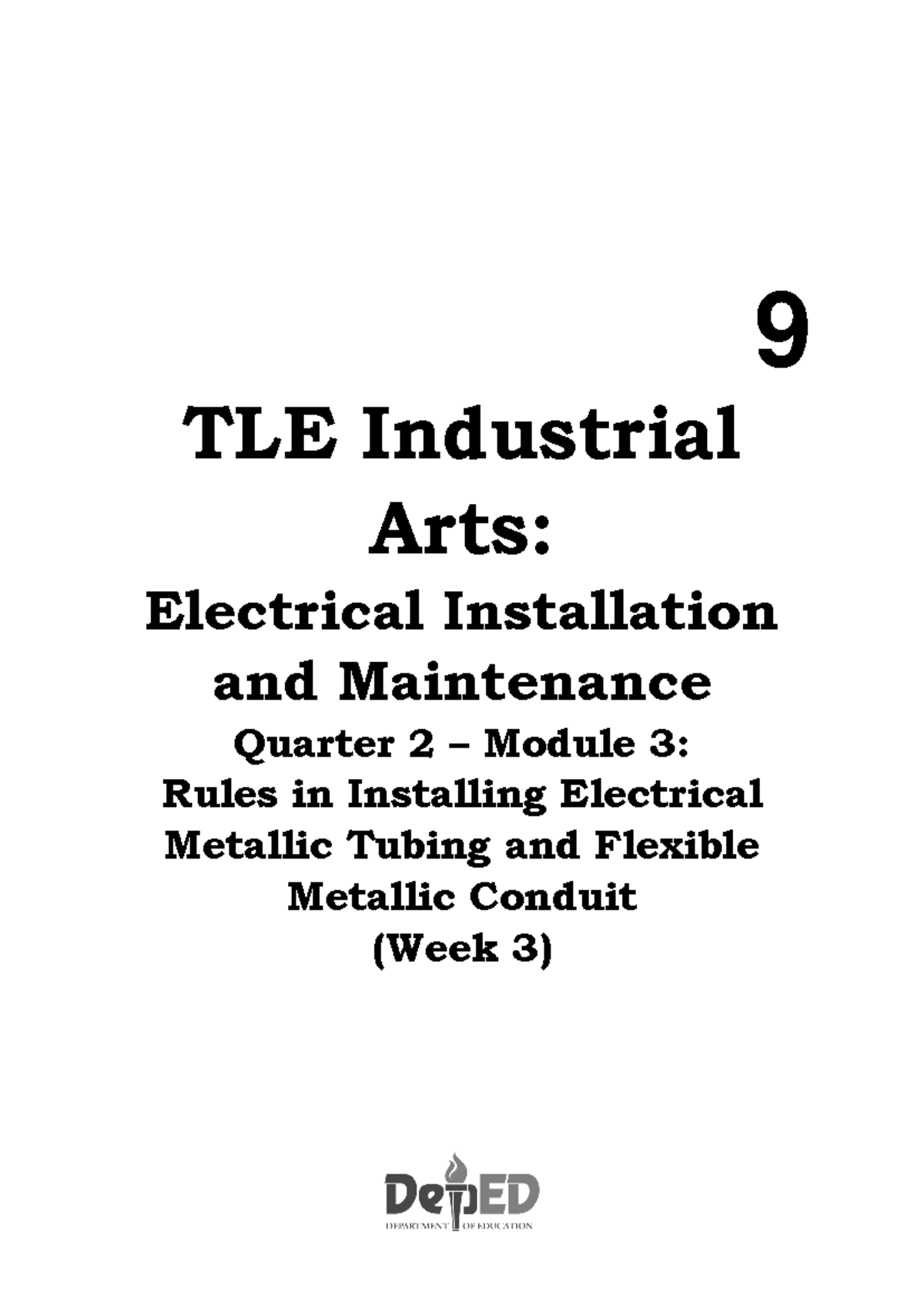 EIM 9 Q2 M3: Electrical Installation Rules for Metallic Conduit - Studocu
