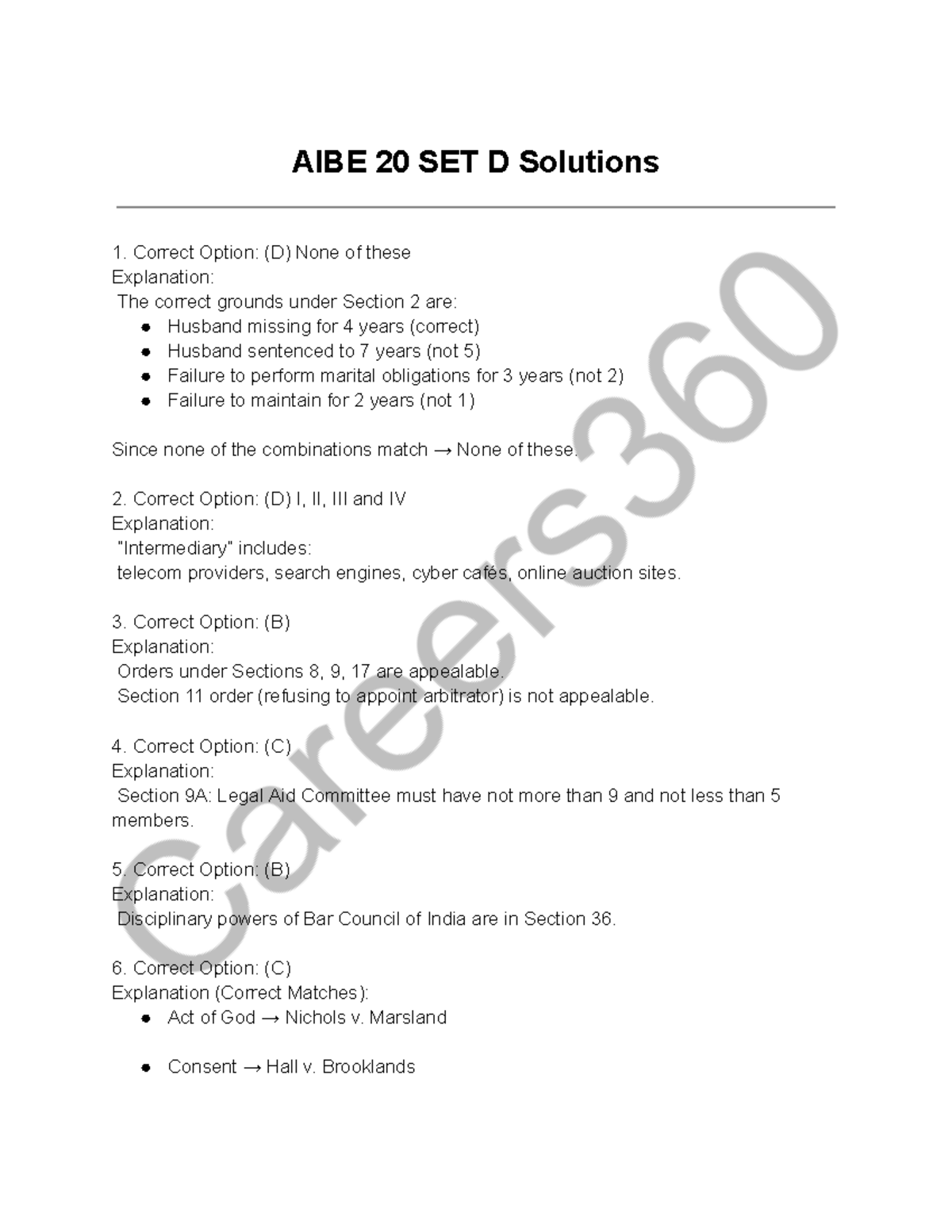 AIBE 20 Question Paper 2025: Answer Key & Detailed Solutions - Studocu