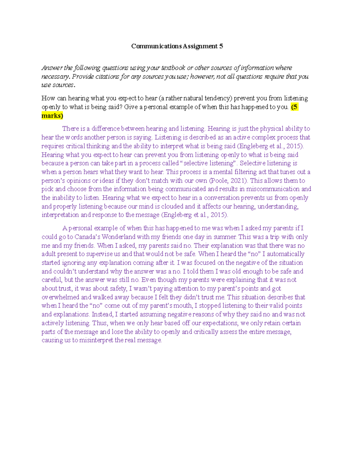 Hlsc 2030 - Communications Assignment 5 - Communications Assignment 5 ...