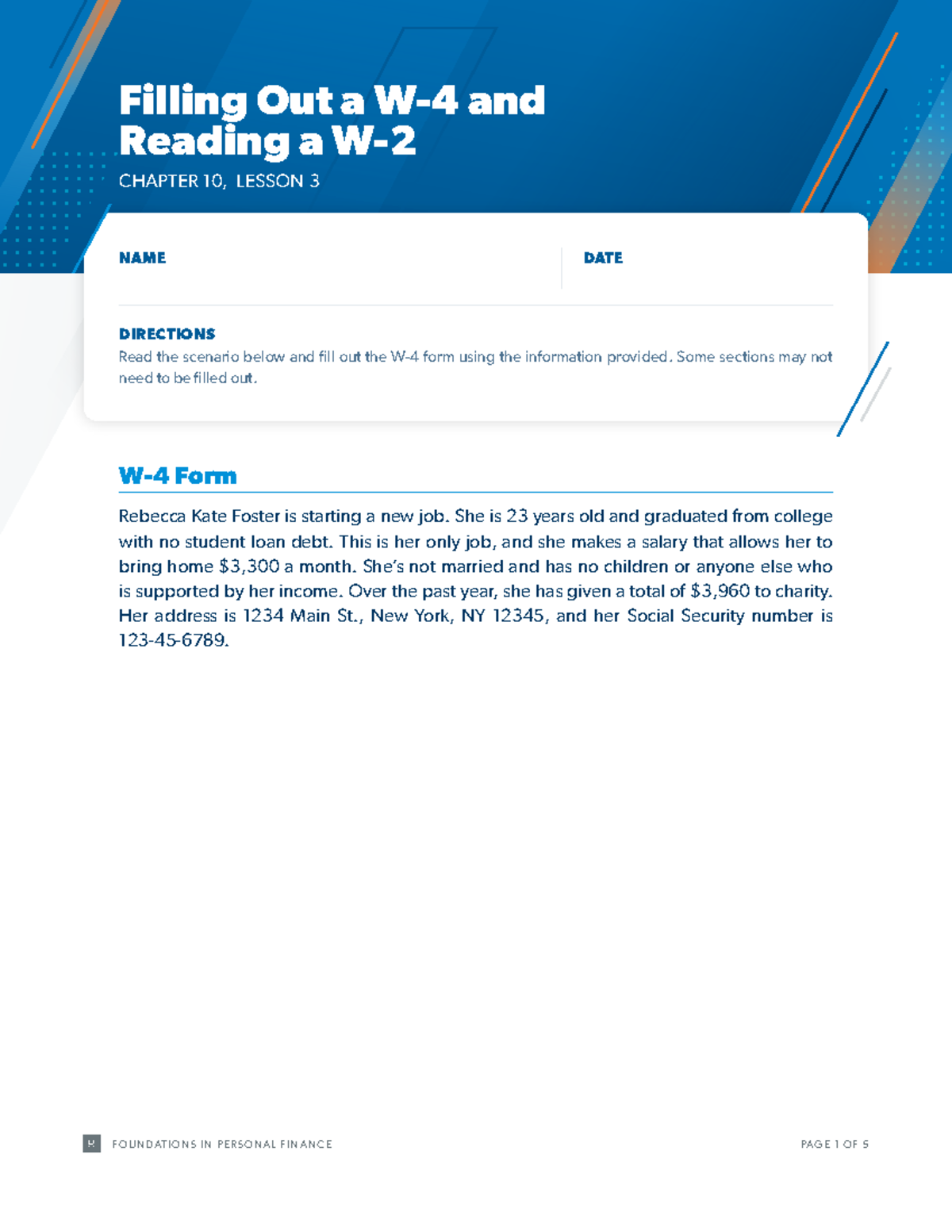 Ramsey 10.3 Lesson: W-4 and W-2 Form Activity - Studocu