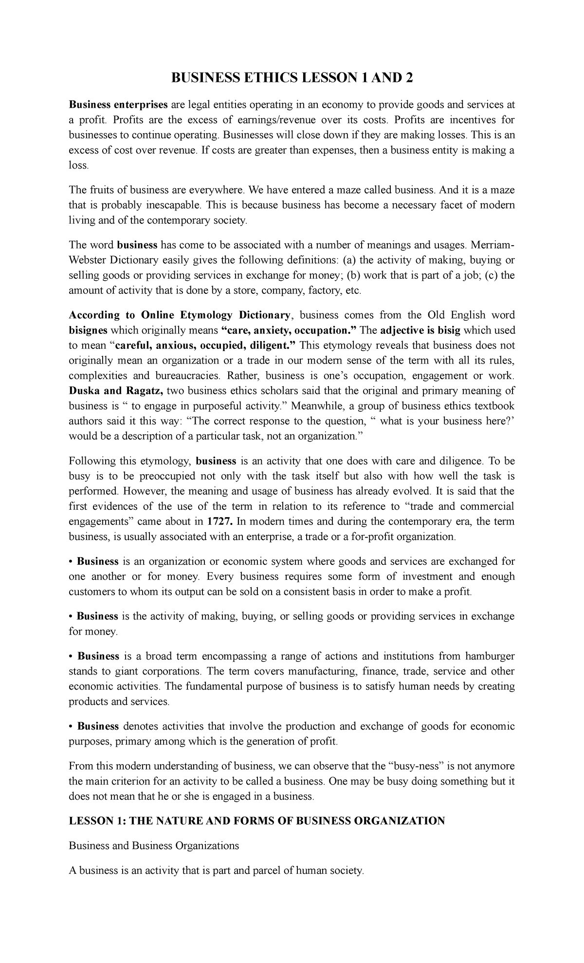 Business- Ethics- Midterms-Senior-Highschool-students - BUSINESS ETHICS ...