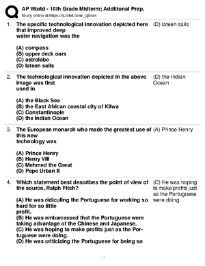 AP World History UNIT 2 MCQ's - Study online at quizlet/_cauea ...