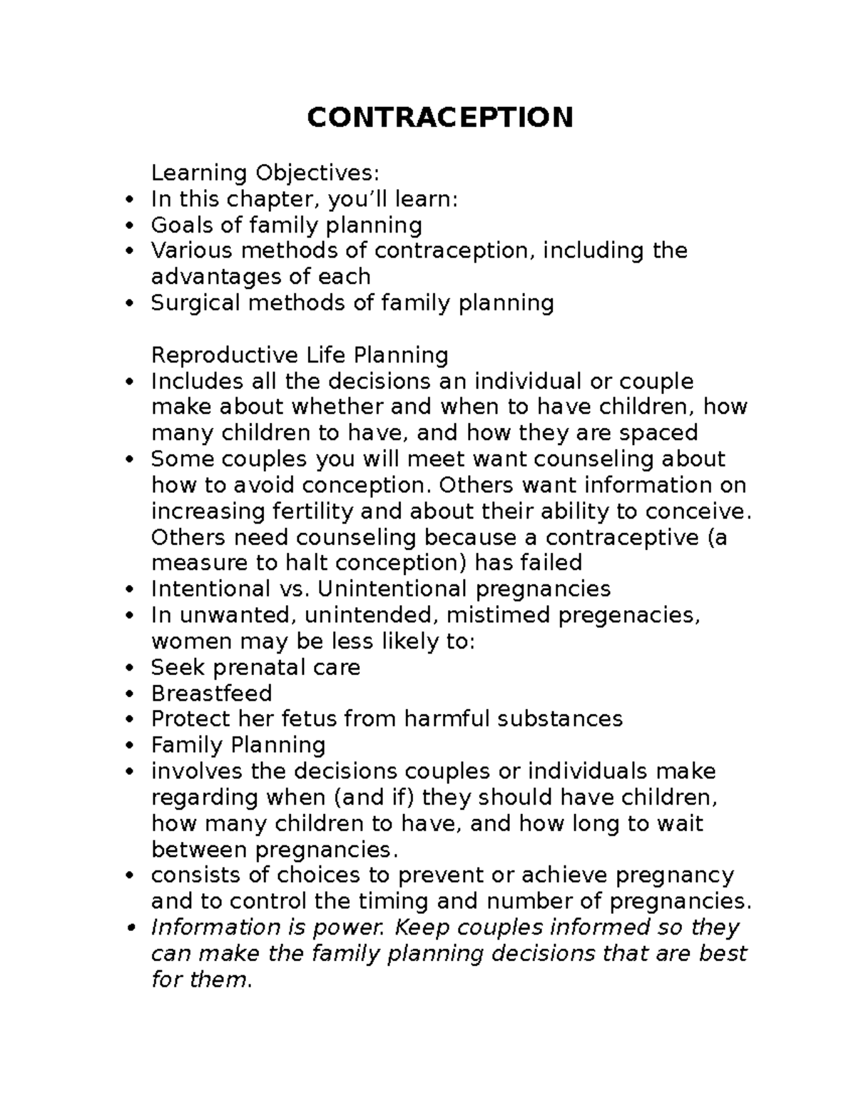 Contraception - ... - CONTRACEPTION Learning Objectives: In this ...