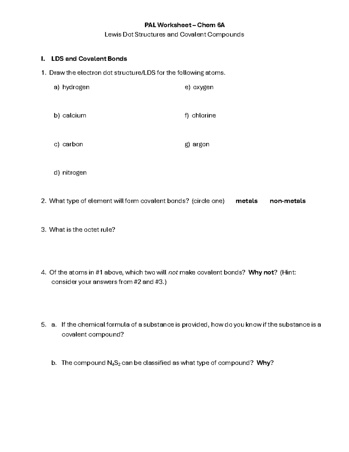 Chem 6A Final Exam: Lewis Dot Structures & Covalent Compounds - Studocu