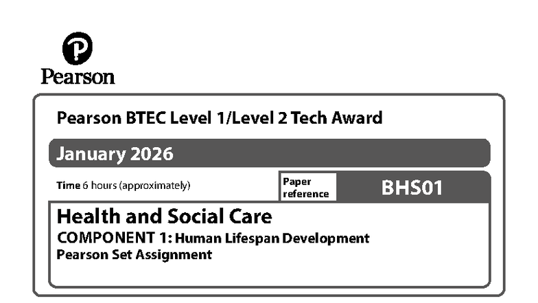W85573 BTEC Level 2 Tech Award Health & Social Care BHS01 Unit 1 Jan ...
