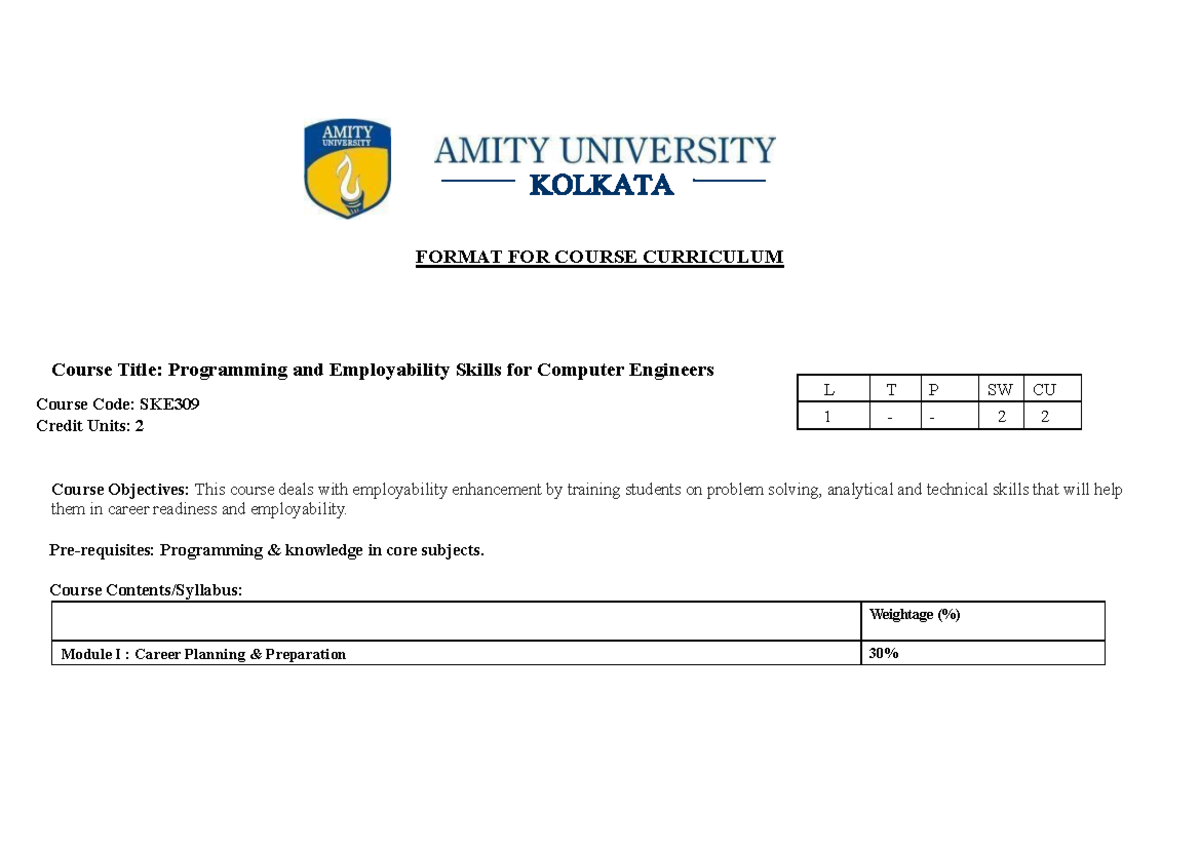 SKE309: New Syllabus for Programming & Employability Skills - Studocu