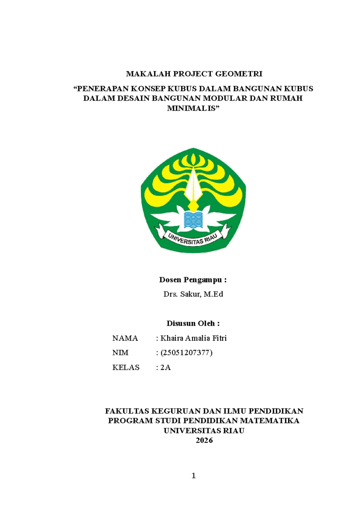 Makalah Proyek Geometri: Konsep Kubus dalam Desain Modular dan Rumah ...