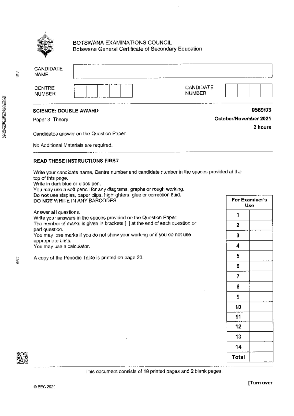 Bgcse SDA P3 2021 - Science Double Award Past Exam Paper - Studocu