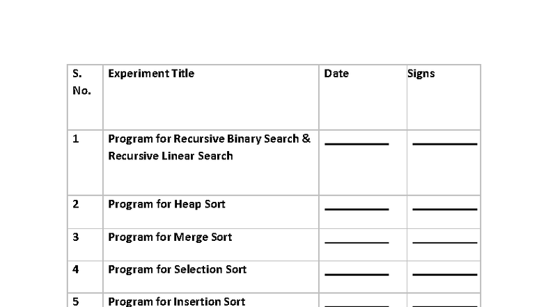 DAA Lab 2025: Practical File on Sorting & Search Algorithms - Studocu