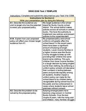 D268 task 2 introduction to communication - RRM3 D268 Task 2 TEMPLATE ...
