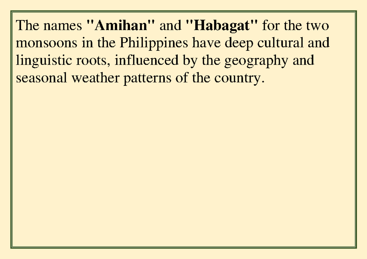Amihan and Habagat: Lecture Notes on Philippine Monsoons - Studocu
