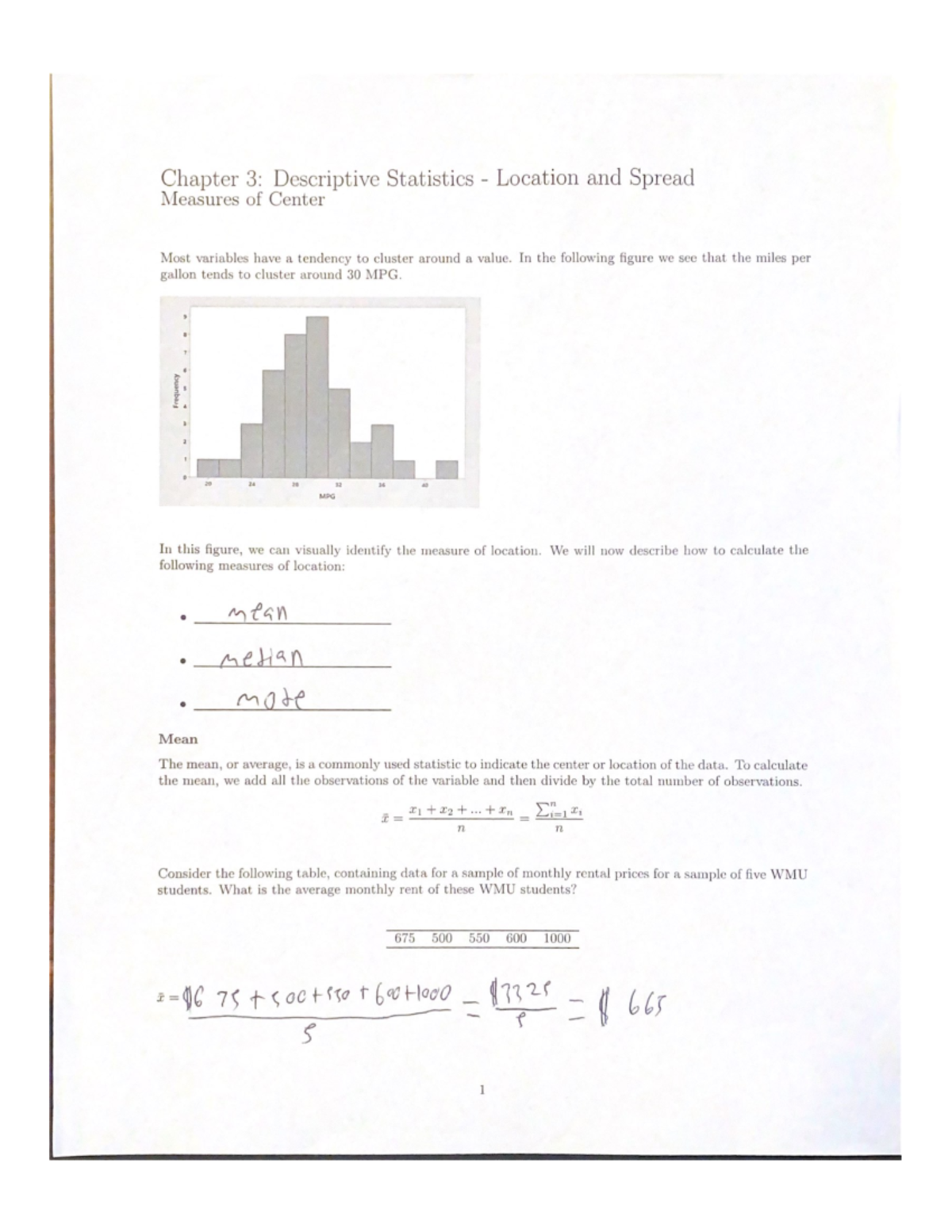 Chapter 3 Descriptive Statistics - Location and Spread 2 - In the ...